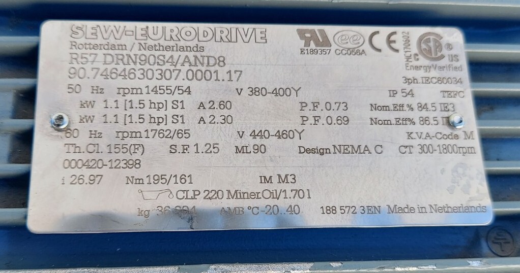 Sew-Eurodrive R57-DRN90S4/AND8 Foot Mounted Helical Gear Motor | eBay