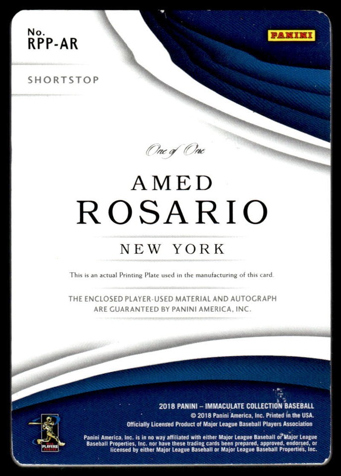 2018 IMMACULATE COLLECTION AMED ROSARIO RC AUTO PATCH PRINTING PLATE 1/ ...