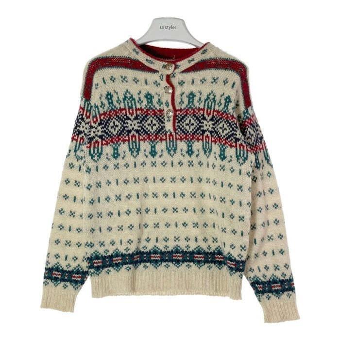 LLBEAN 80s Henley Neck Knit Off White Sizes Used - Gem