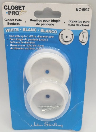 John Sterling Closet Rod Socket Plastic White 1-1/4" BC-0037. Factory ...