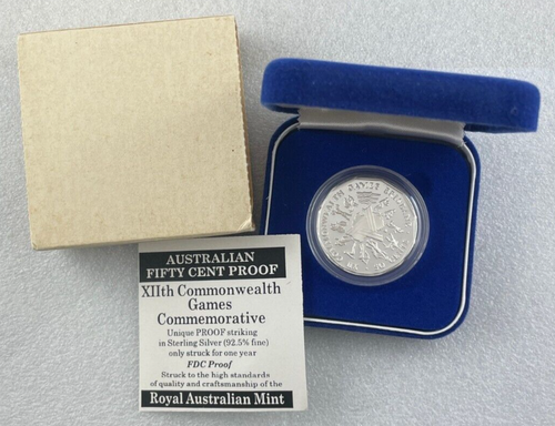1989 Australia Sterling Silver Proof XII Commonwealth Games 50c Coin ...