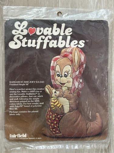 Vintage Lovable Stuffables Printed Doll Fabric for Pillow - Kangaroo ...
