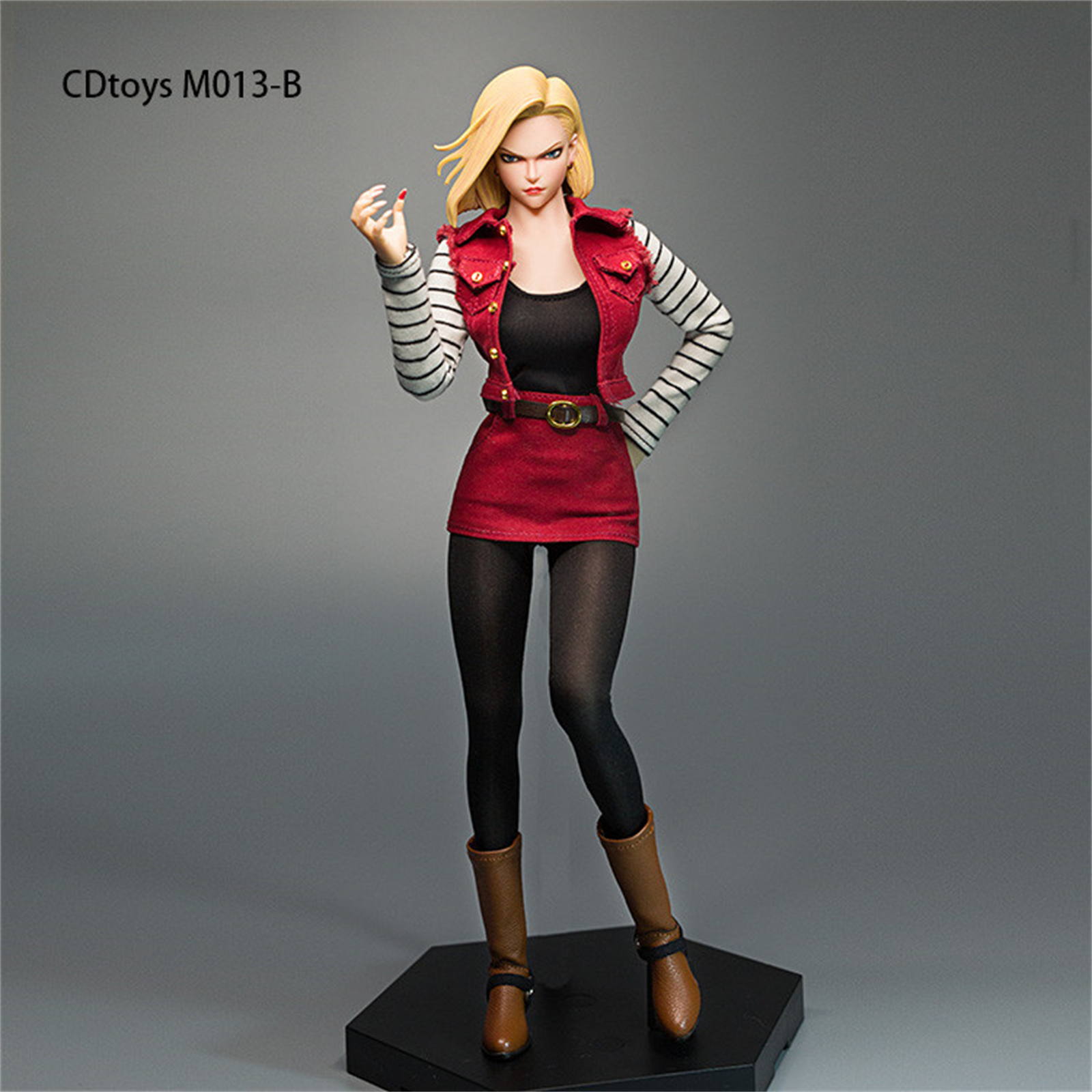 cdtoys m013 Android 18 Red Denim Coat & Pants 1/6 Scale Clothing Suit ...