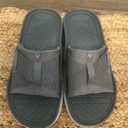 Vionic Adjustable Unisex Recovery Slide Sandals Gray - Rebound -Size 9 ...