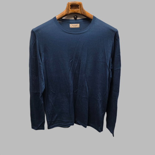 Falconeri Made in Italy 100% Cotton Silk Neck Blue Long Sleeves Sweater ...