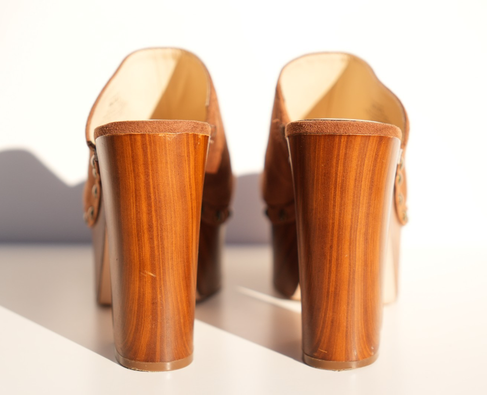 Jessica Simpson Dalila Platform Clog Mule Size 8M Brown Suede Studded ...