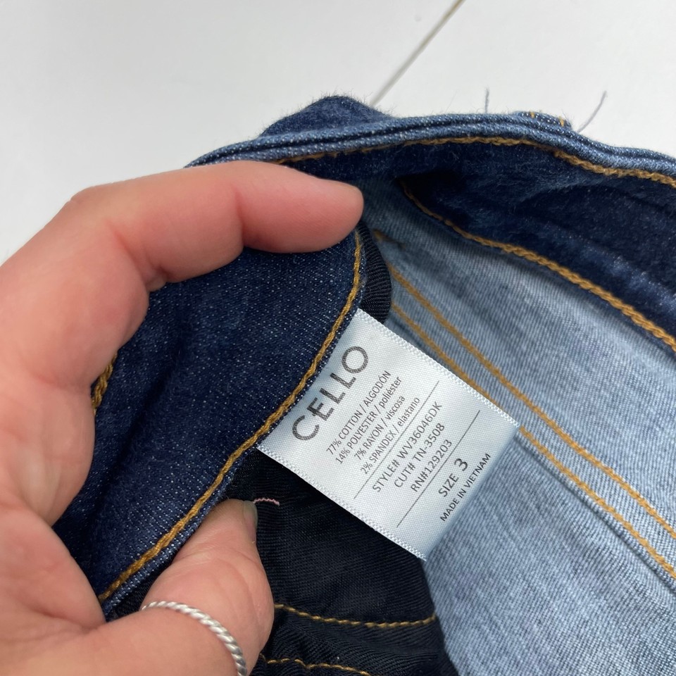 Cello Frayed Hem Dark Wash Button Fly Jeans Women’s Size 3 | eBay