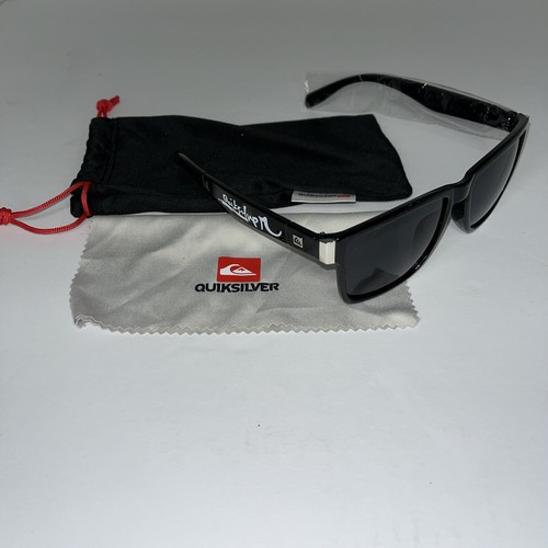 Quicksilver Sports Square Sunglasses Black Clear Logo Frame Smoke Fade ...