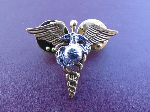 US Marine Corps Medical Collar Brass Badge Pin Insignia Military EGA ...