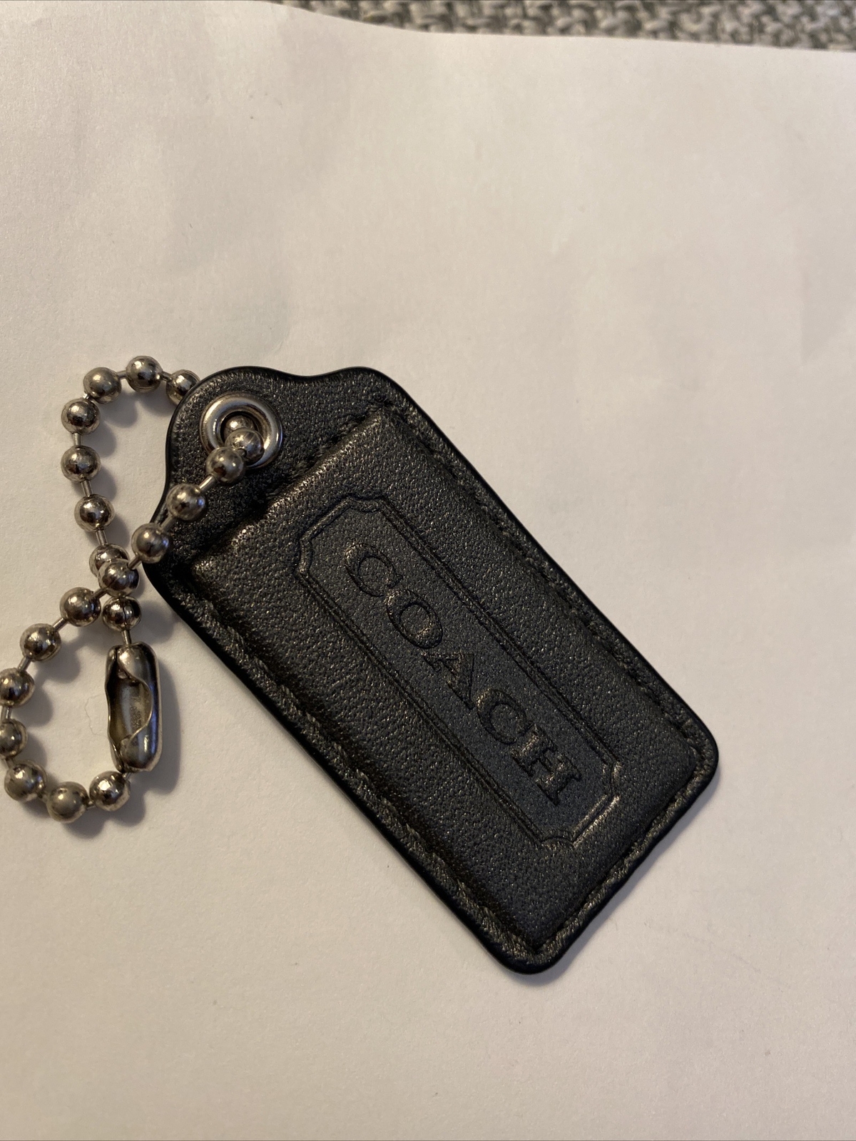 COACH Replacement Grey Metallic Leather Hangtag Charm… - Gem