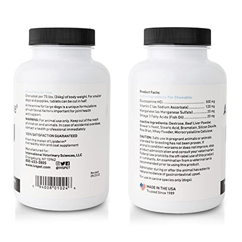 ARTHRAMINE Tablets Healthy Joints and Bones Supplement for Large Dogs ...