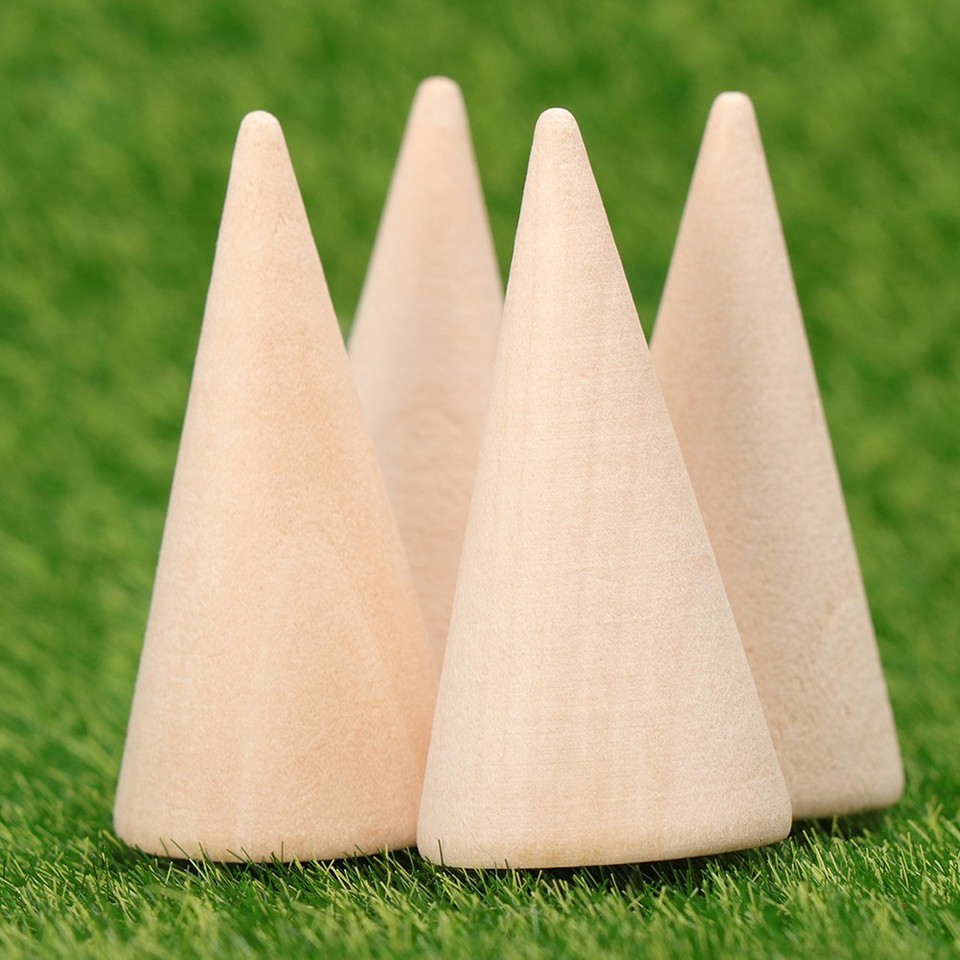15PCS Wood Cone Holder Finger Display Stand Craft Decor DIY | eBay ...
