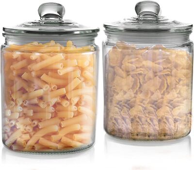 Set of 2 Glass Jar with Lid (2 Liter) | 1/2 Gallon Airtight Glass ...