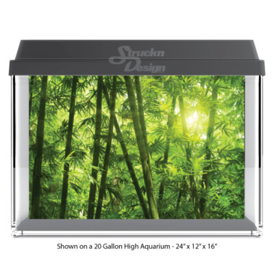 Sunny Bamboo Forest Leafy Polyester Fish Tank Glass Backdrop Aquarium ...