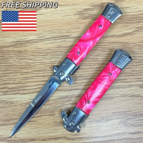 9" Milano Marble Pink Spring Assisted Open Blade Folding Pocket ...