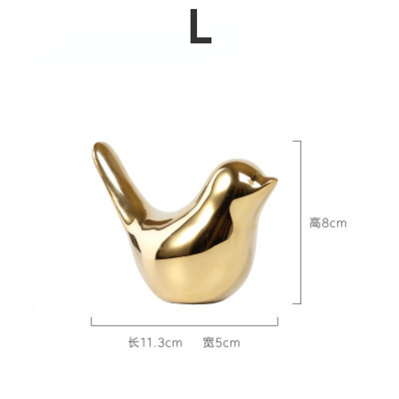 1x Cute Ceramic Bird Figurine Gold Plating Small Animal Statue Home ...