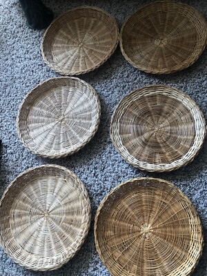 Vintage wicker rattan paper plate holders set of 6 | eBay