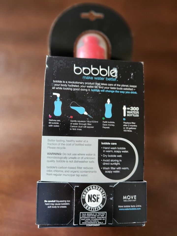 Bobble Filtered Water Bottle With Filter 18.5 Oz. Bottle With Filter No ...