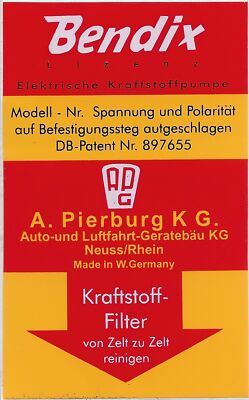 Porsche 356 912 Bendix Fuel Pump Sticker Decal | eBay UK