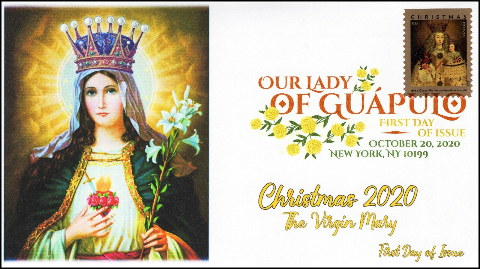 20-262, 2020,Our Lady of Guapulo, First Day Cover, Digital Color ...