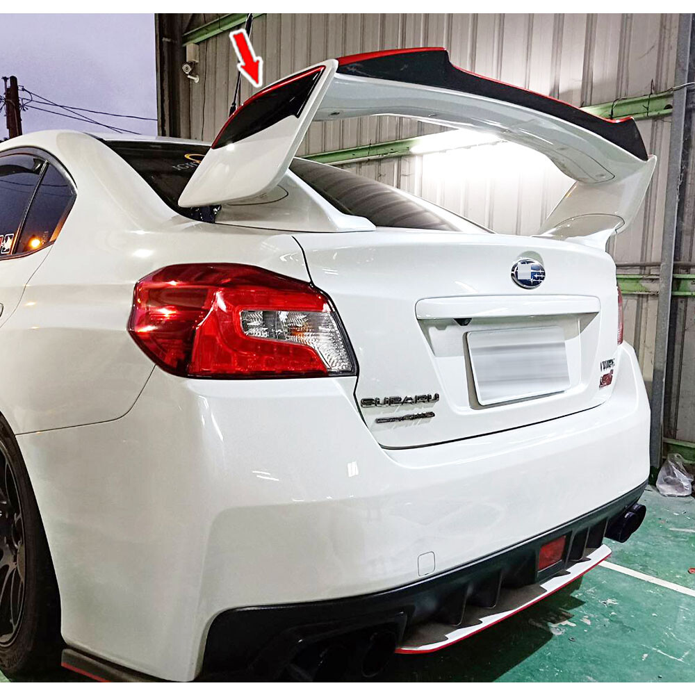 Painted Black + RED For Subaru WRX 4th Rear Trunk Spoiler Side Fin Fins ...