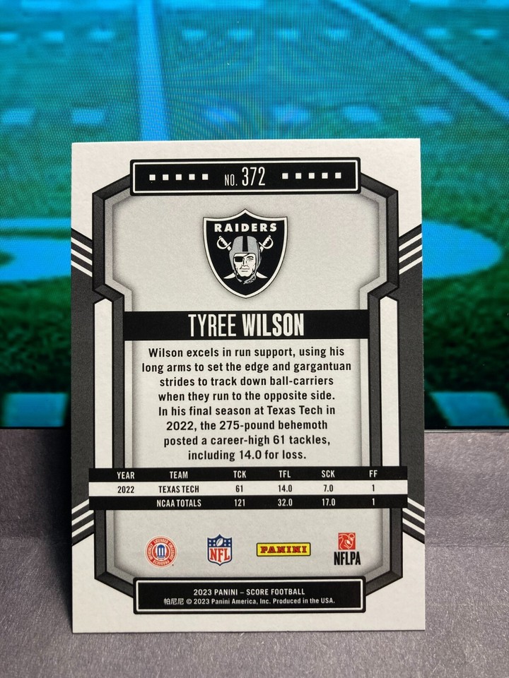 2023 Panini Score #372 Tyree Wilson Football Card Las Vegas Raiders ...