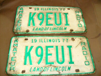 Illinois 1977 Pair Amateur Ham Radio Operator Old License Plates K9EUI ...