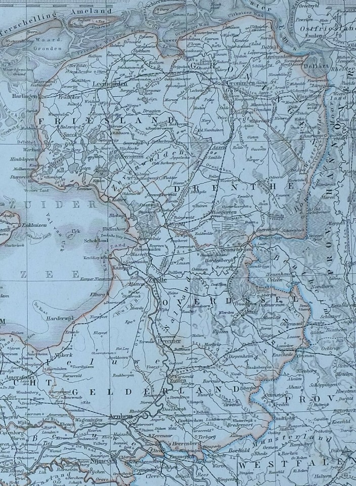 1875 MAP NETHERLANDS & BELGIUM ANTWERP HOLLAND AMSTERDAM BRABANT ...