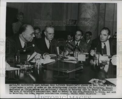 1954 Press Photo H. Struve Hensel, Joseph McCarthy at Senate Army ...