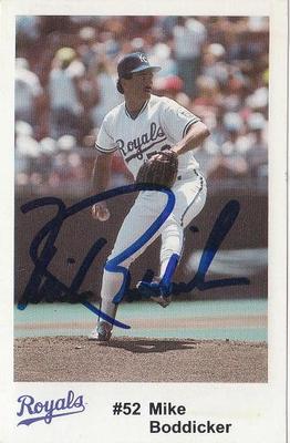 MIKE BODDICKER Autographed Signed 1992 Team Issued card Kansas City ...