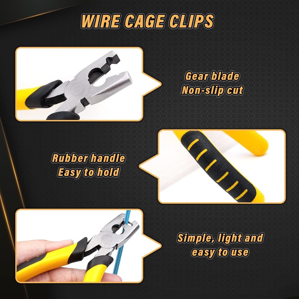 900Pcs Rabbit Chicken Wire Cage Clips With Fence Pliers Hog Rings And P ...