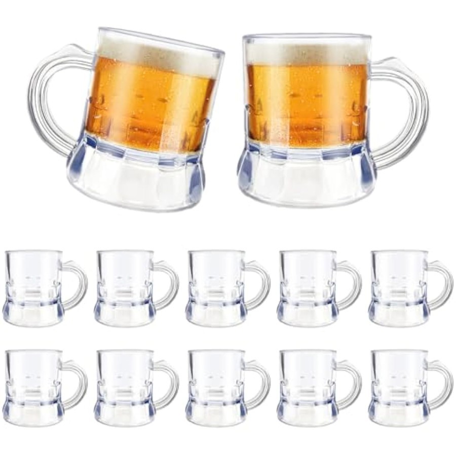 Mini beer mugs, 1 oz clear plastic shot glasses beer mug with handles ...