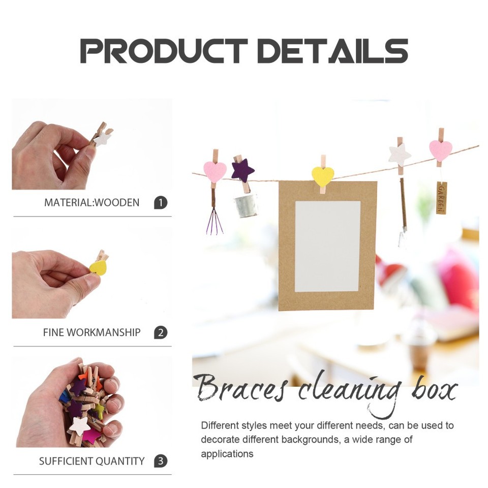 100 Pcs Heart-shaped Colored Clip Colorful Clothes Wooden Pins Mini ...