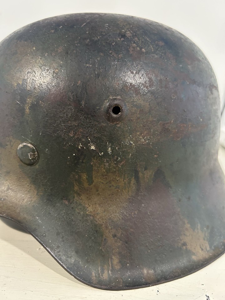 WW2 German M42 Steel Helmet HKP 62 – Genuine 3 Color ‘Normandy’ Camo | eBay