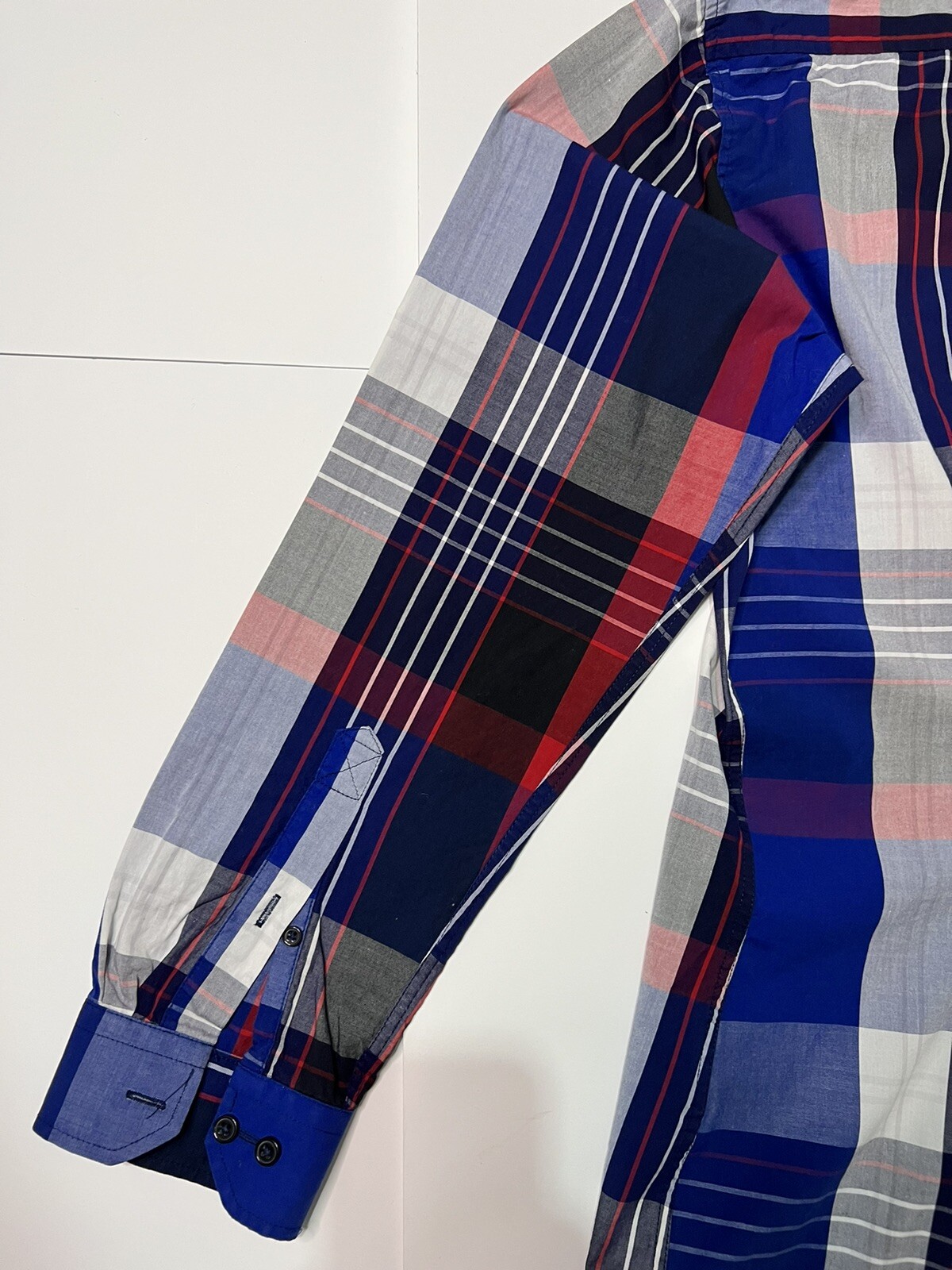 Medium Men’s Connor Slim Fit Tailored Checkered Red/Blue/White Dress ...