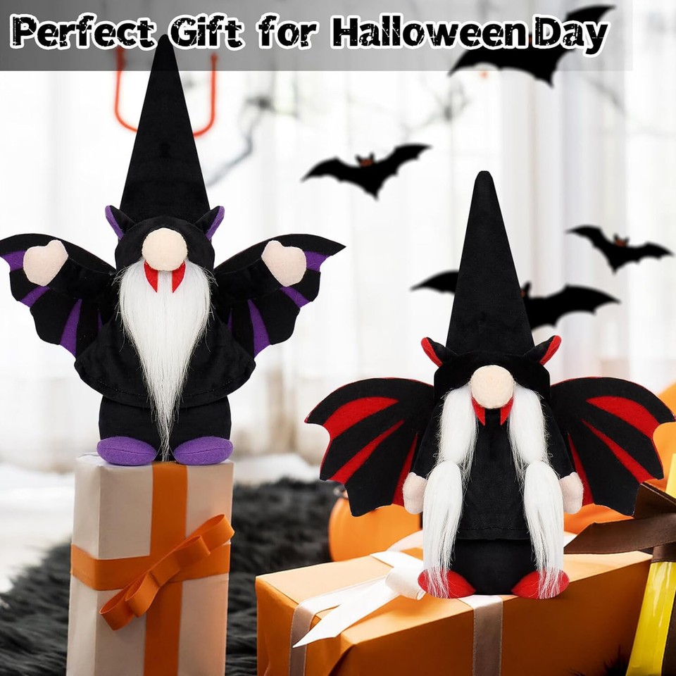 Halloween Decorations Halloween Gnomes - 2 Pack Handmade Bat Gnomes ...