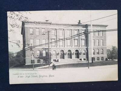 High School Brighton Massachusetts MA Postcard 1909 | eBay