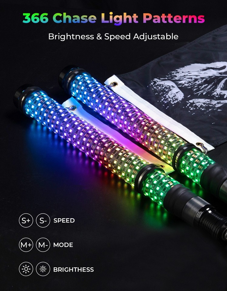 KEMIMOTO 2FT Fat Whip Lights LED Spiral Chasing Lighted for Can-Am ...