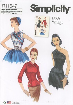 Simplicity R11647 Surplice Blouse w Shoulder Pleats, Cummerbund Sz 16 ...