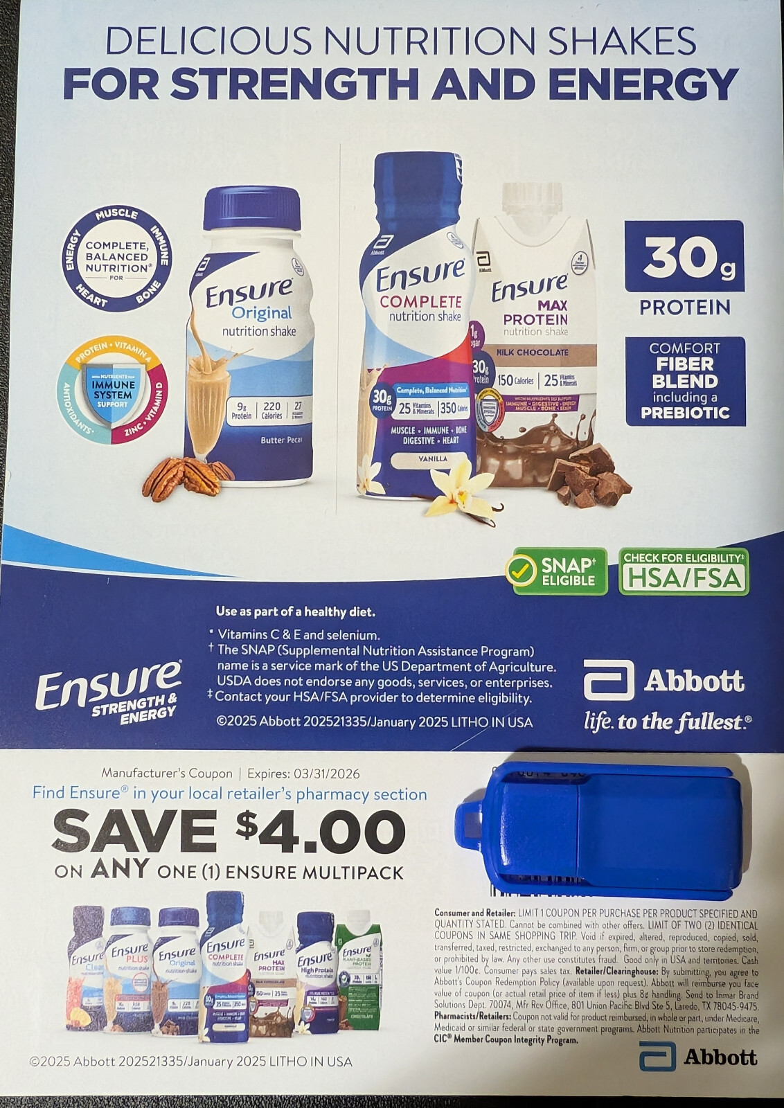 (12) Ensure Multipack Manufacturer's $4 Coupons, $48 VALUE! Expire 03 ...
