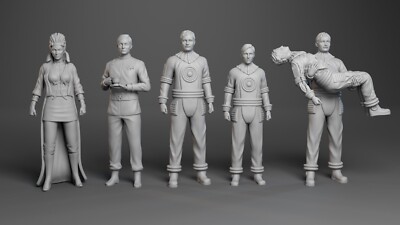 Star Trek Valkris Sulu Scotty Peter Preston 5 Figure Set 1:32 scale 3D ...