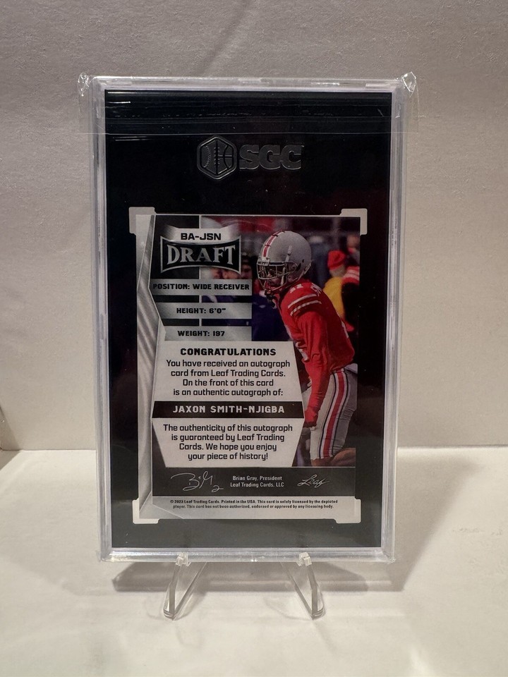 Jaxon Smith-Njigba Rookie Autograph SGC 10|10! 2023 Leaf Draft #BA-JSN ...