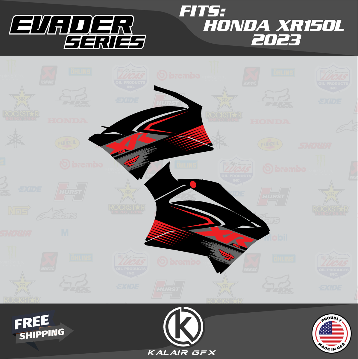 Kalair GFX Graphics Kit For Honda XR150L XR 125L (2023+) REVOLT Series ...