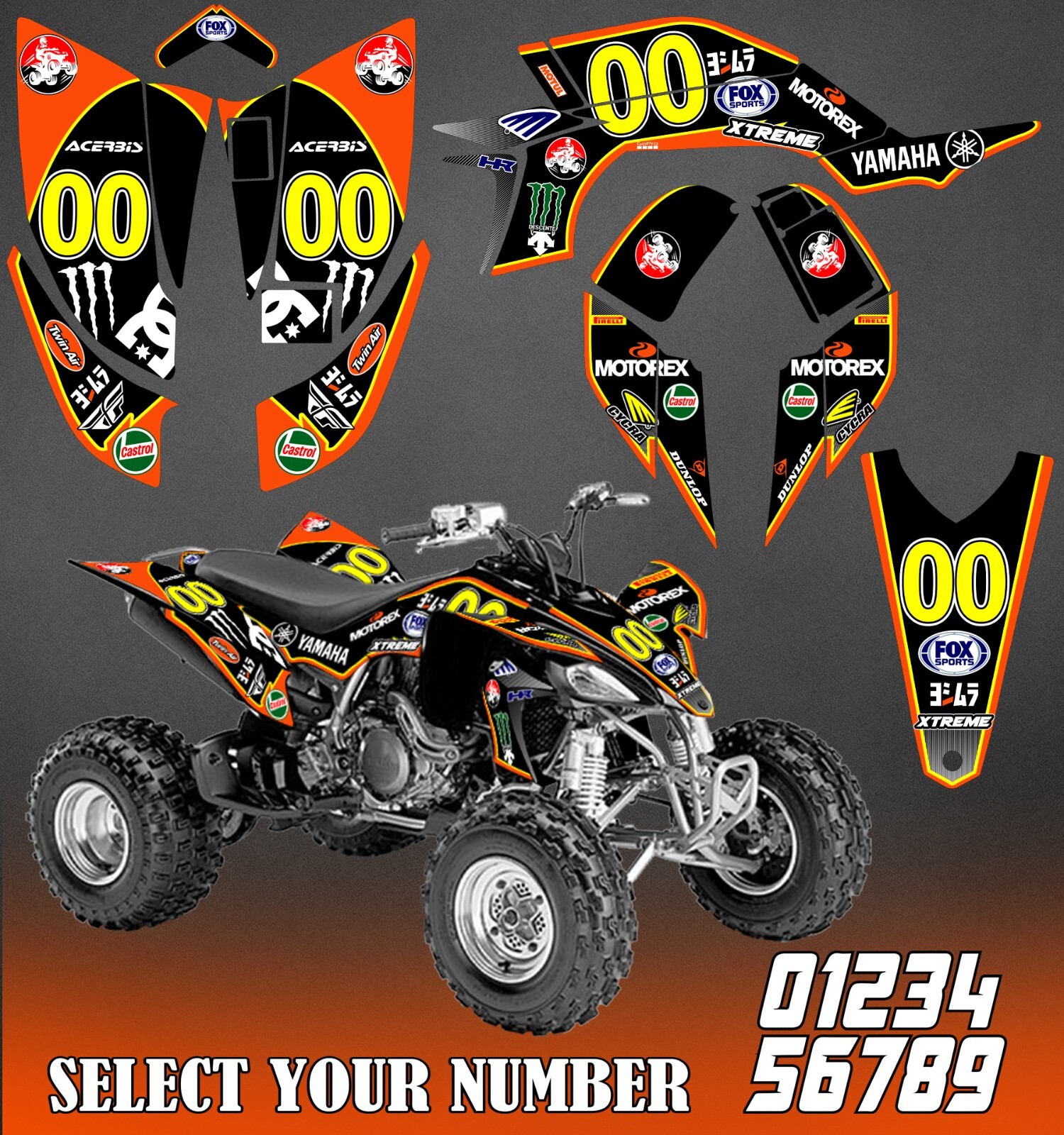 Yamaha YFZ 450 graphics kit 2003 2004 2005 2006 2007 2008 stickers ...