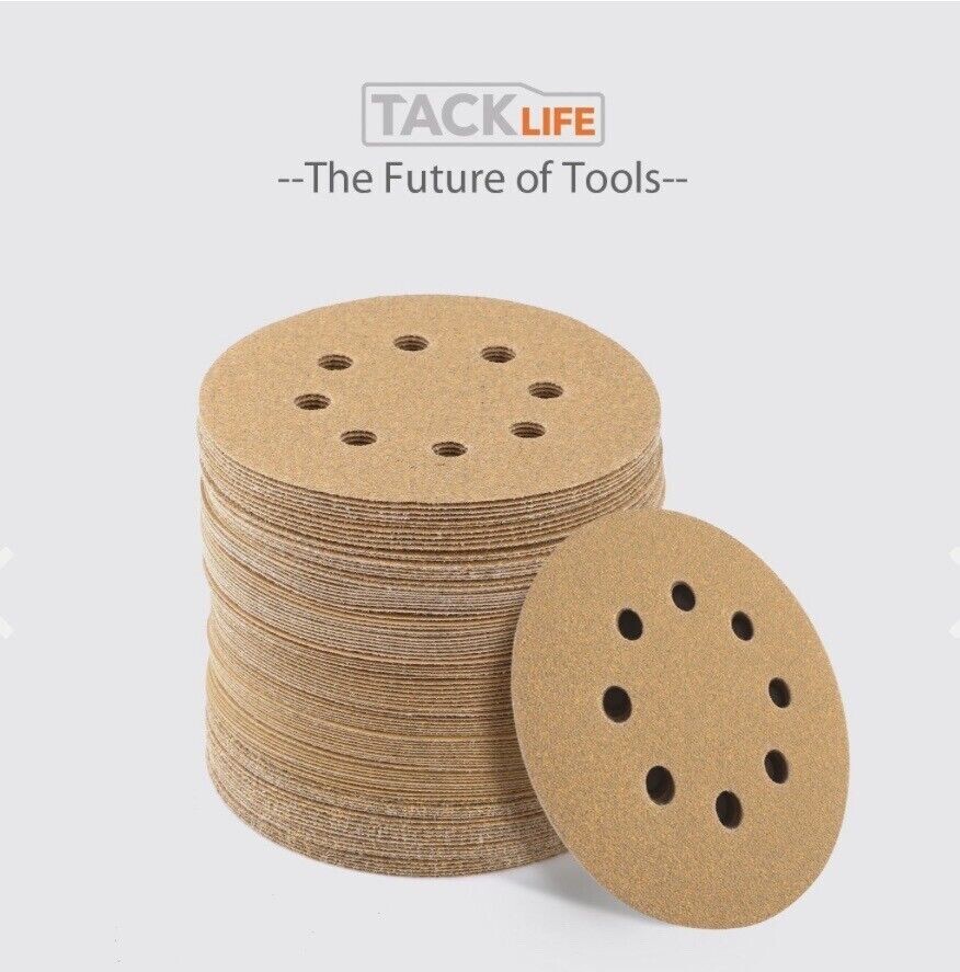 100Pcs Round Sanding Discs 5'' 125mm Hook & Loop 8 Holes 60 80 120 150 ...