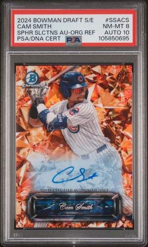 2024 BOWMAN DRAFT SAPPHIRE EDITION ORANGE REFRACTOR CAM SMITH /25 PSA 8 ...