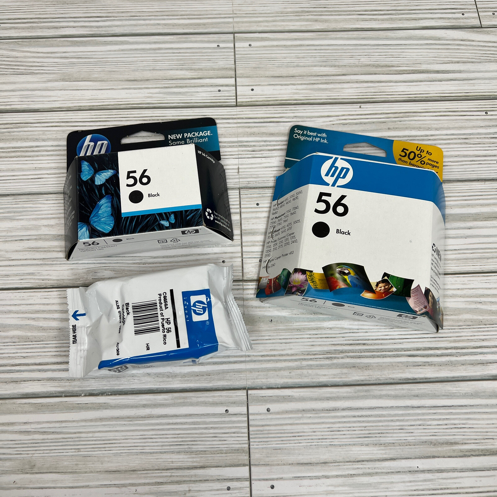 Lot of 3 HP 56 Black Ink Cartridge C6656A New Genuine Printer Ink OEM ...