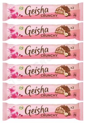 6 FAZER GEISHA CRUNCHY Milk Chocolate Bars with Soft Hazelnut Nougat ...