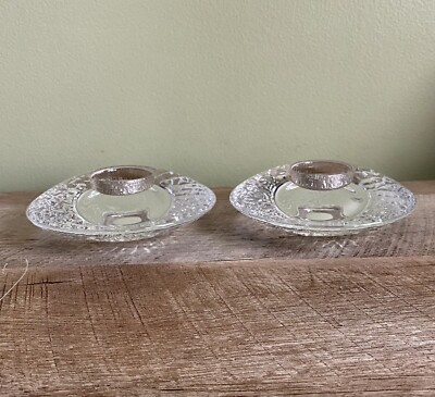 Orrefors Sweden Discus Crystal Votive Tea Light Candle Holder Set Of 2 ...