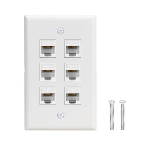 6 Port Ethernet Wall Plate Ethernet Cat6 Rj45 Wall Plate Female To ...
